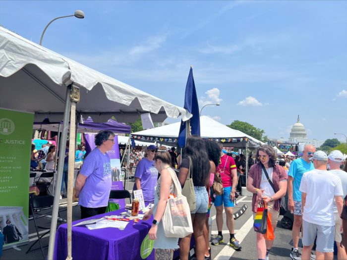 Public Justice | PJ booth at LGBTQ Pride in DC